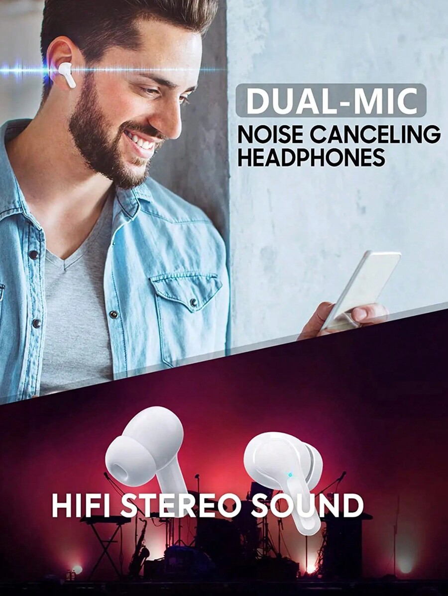 Bluetooth Headphones, Wireless Bluetooth 5.3 Earbuds, 35 Hours Wireless Hi-Fi Headphones, CVC ...
