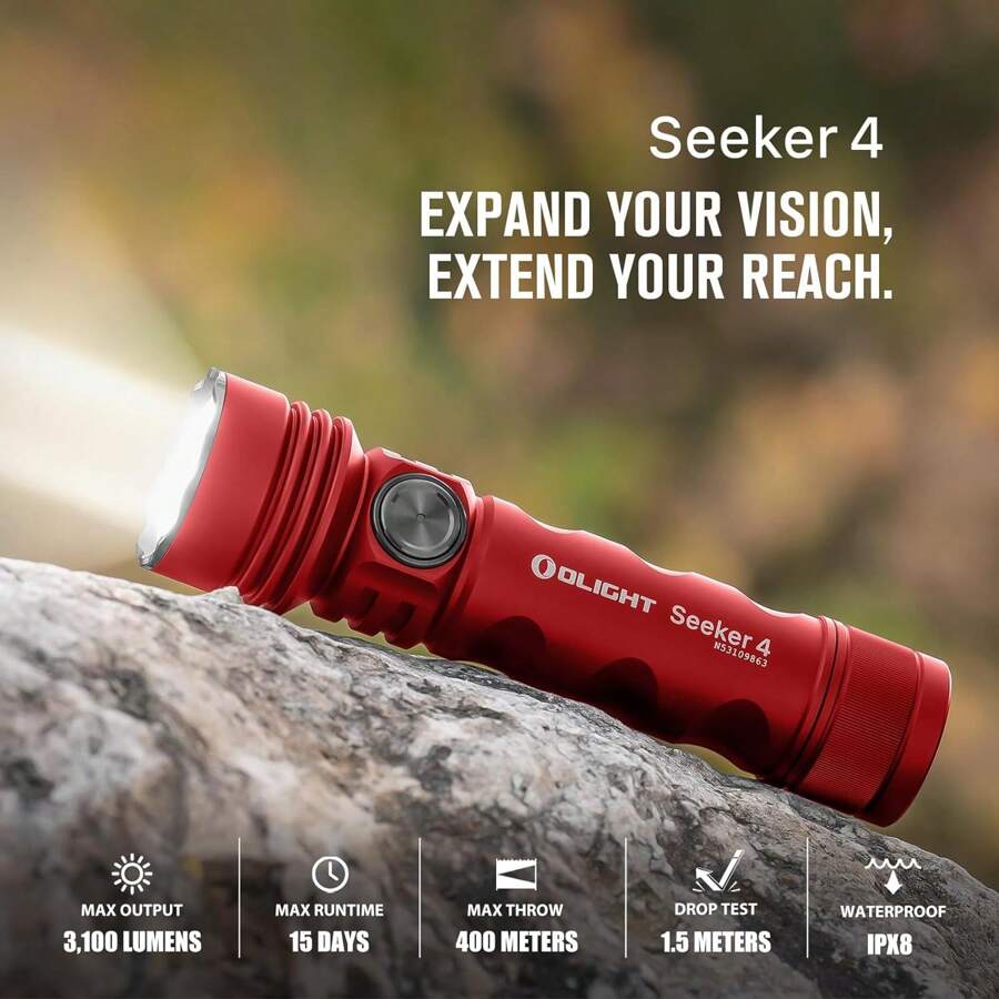OLIGHT Seeker 4 Rechargeable Bright Flashlights, 3100 High Lumens USB-C ...