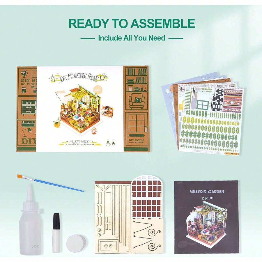 LSTUSA DIY Miniature Dollhouse Kit With Furniture 1:24 Scale Model ...