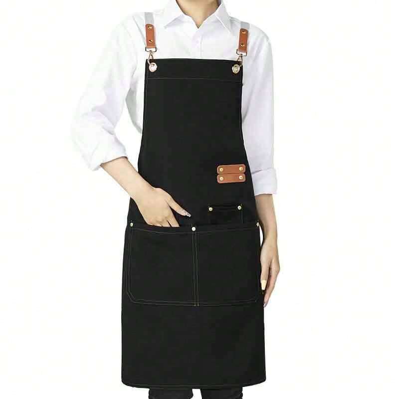 Aprons For Men Women With Large Pockets, Canvas Cross Back Heavy Duty ...