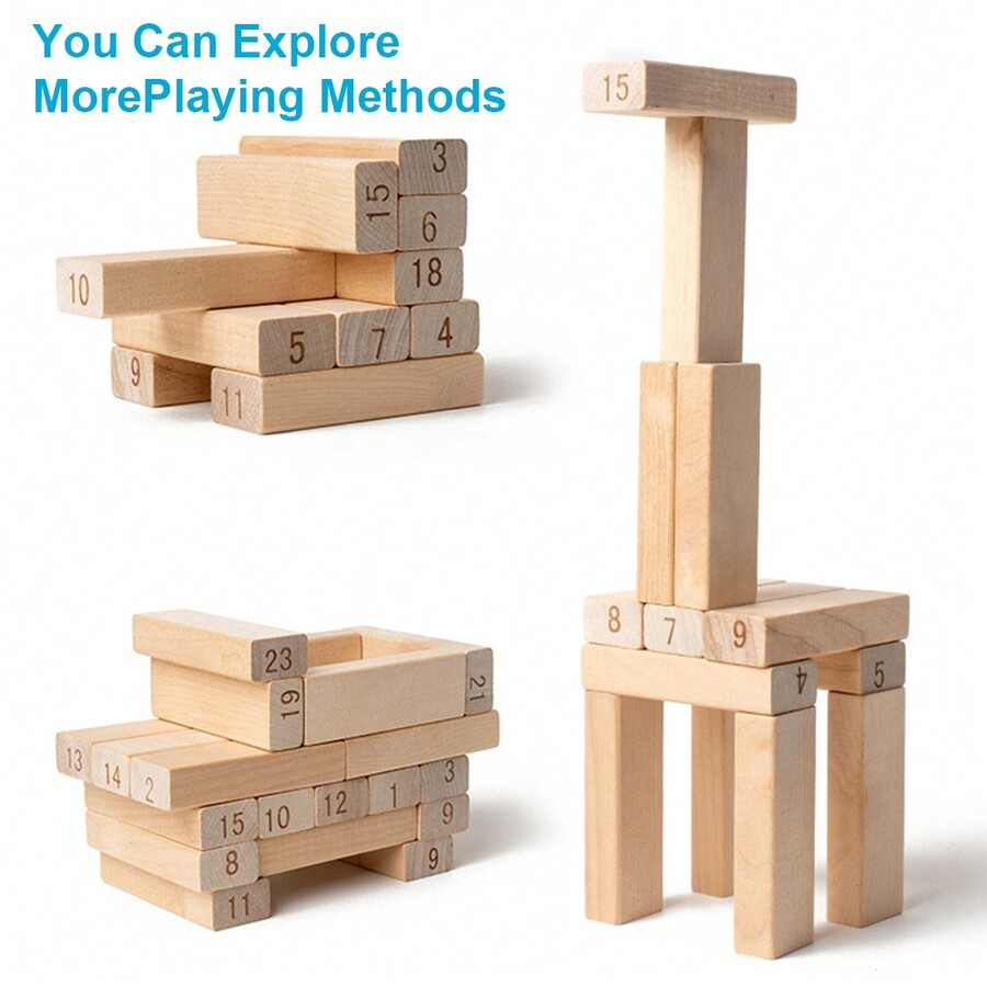 1 Set Of Wooden Stacking Block Game Made Of Natural Wood With Unique ...
