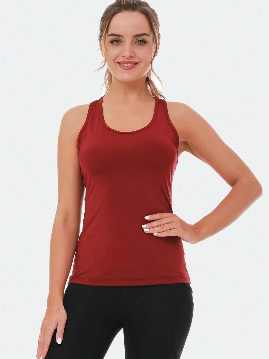 TELALEO 5 Pack Women's Round Neck Sporty Top, Workout Red Tank Tops,Mid ...