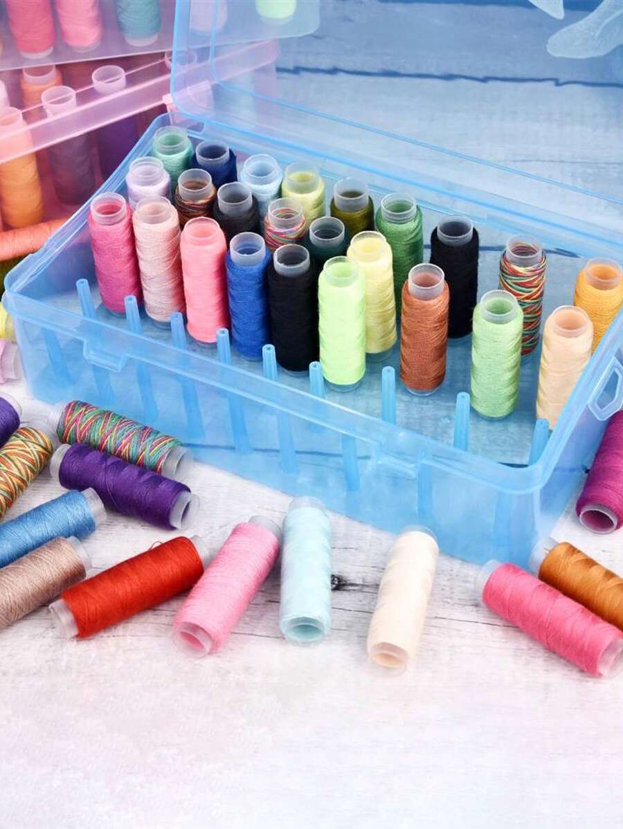 1pc 42-Spool Sewing Thread Box, Multi-Purpose Transparent Storage ...
