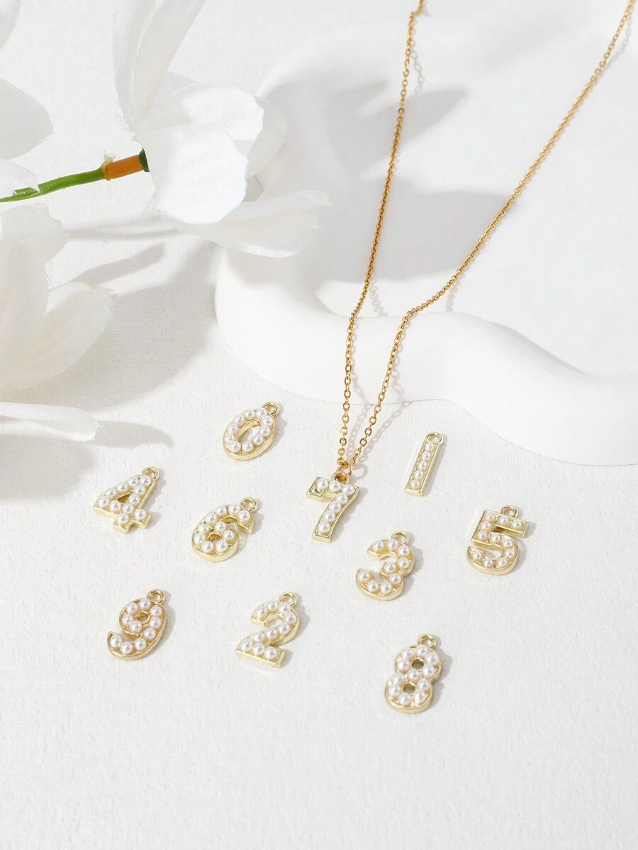1 stuk neppe parel nummer hanger ketting voor vrouwen, geluksgeschenk ...