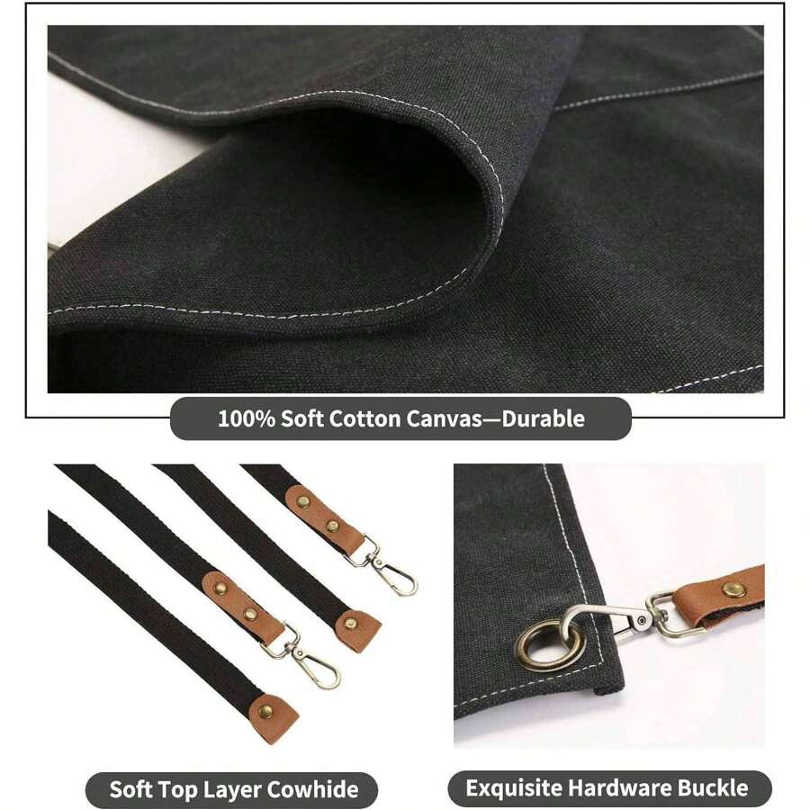 Aprons For Men Women With Large Pockets, Canvas Cross Back Heavy Duty ...