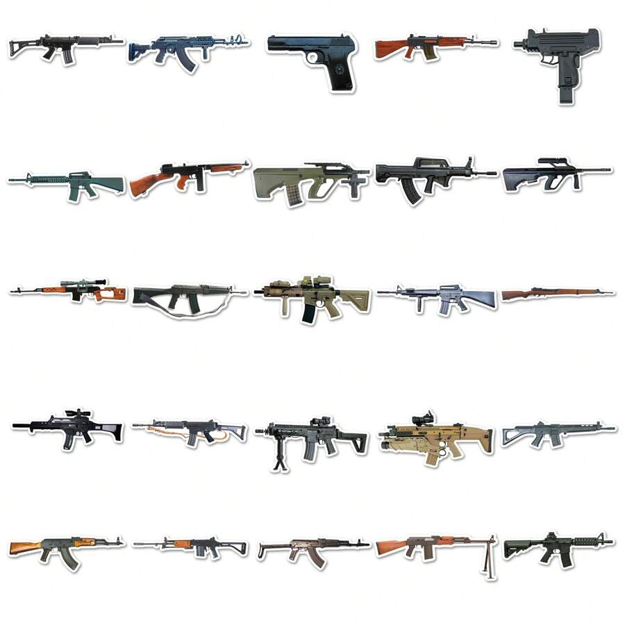 50pcs/Pack Firearms Pistols Guns Stickers For Laptop Refrigerator ...