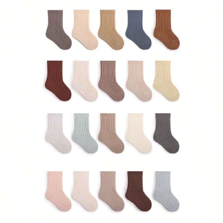 Five-Pair Set Of Essential Solid Color Kids' Socks - Soft And Cozy For ...
