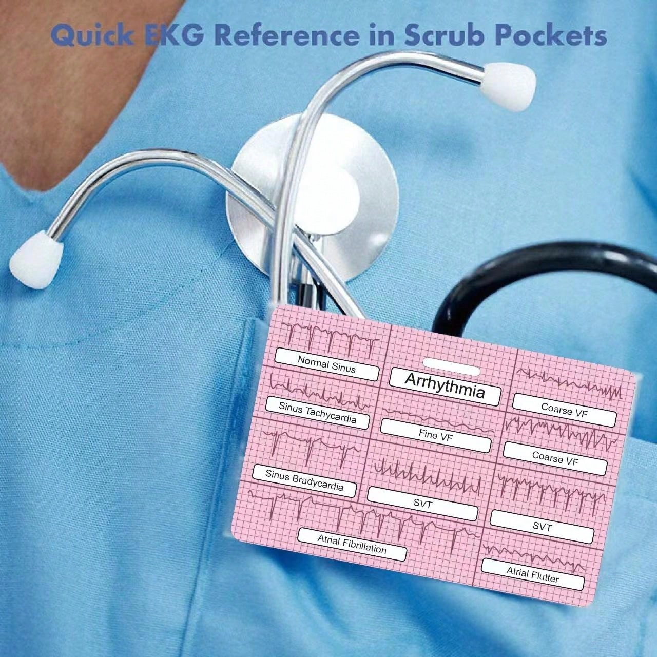 EKG Cardiac Badge Card 3 Card Set, Stemi Badge Card EKG Telemetry ...