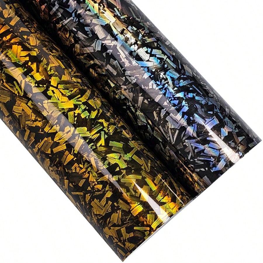 High Glossy Gold Forged Carbon Fiber Vinyl Wrap Film Adhesive Vinyl For ...