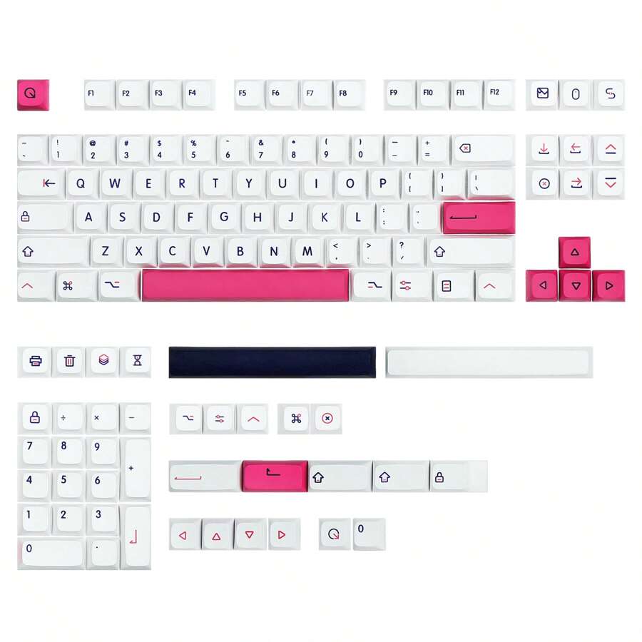 XDK Custom Keycaps 126 Keys(PBT XDA Dye-Sub) Cute Pink Japanese English ...