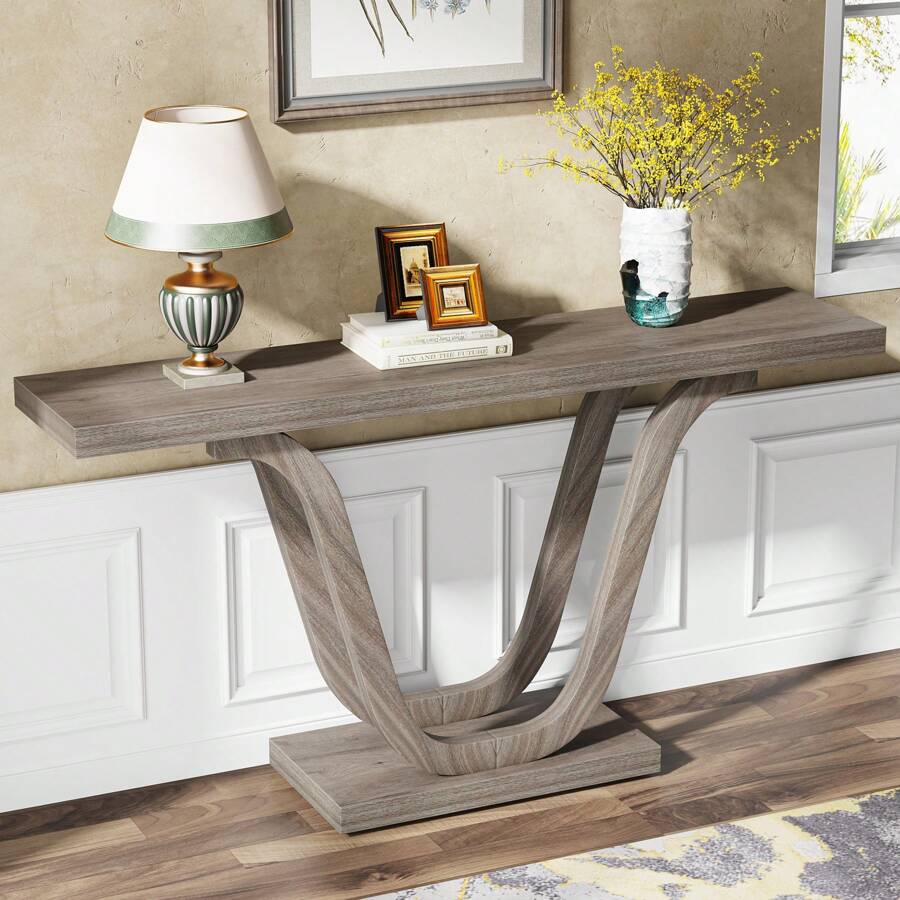 Tribesigns Farmhouse Console Table, 55 Inch Wood Sofa Table Entryway ...