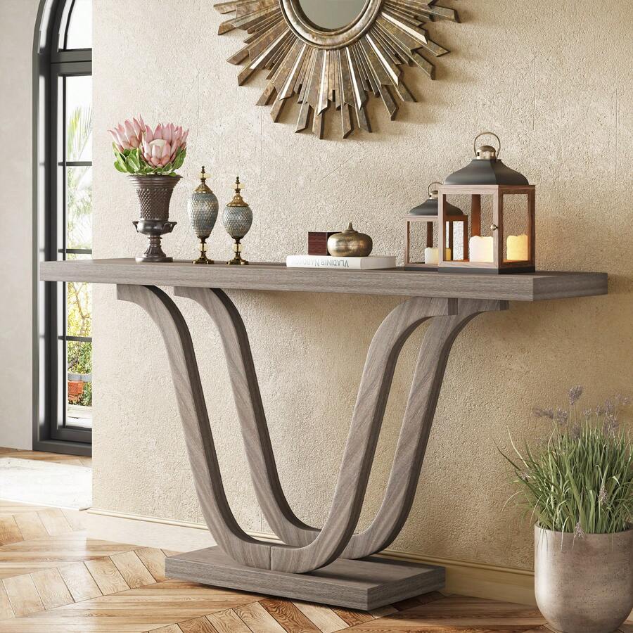 Tribesigns Farmhouse Console Table, 55 Inch Wood Sofa Table Entryway ...