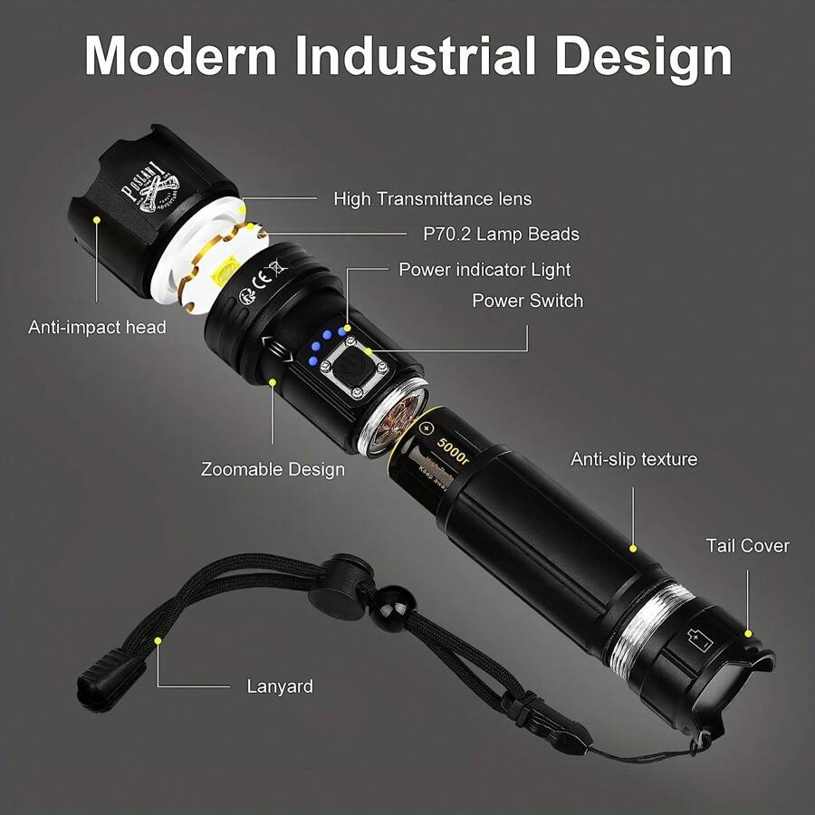 Lanterna LED Ultra Poderosa, Lanterna XHP70.2 Super Brilhante de 100. ...