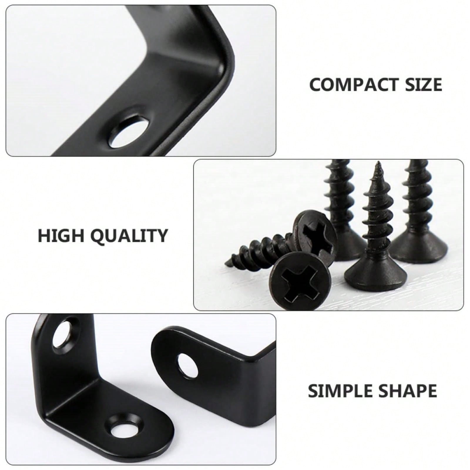 30 Pcs 20 X 20mm Corner Brace Right Angle Bracket Stainless Steel Black ...