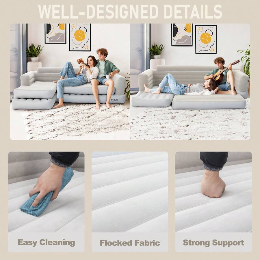 Inflatable Sectional Sofa Bed, L-Shaped Coner Blow Up Couch | SHEIN USA