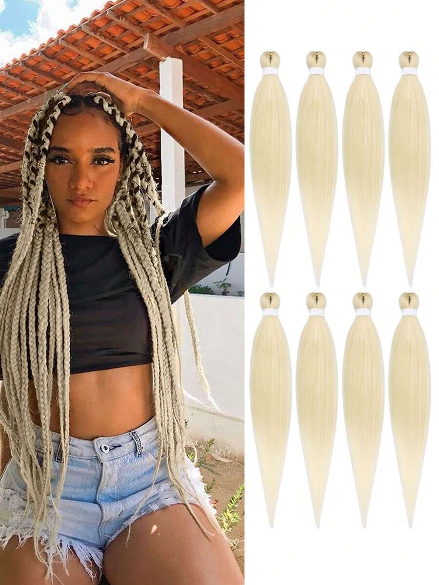 8Pcs Pre-Stretched Braiding Hair Colorful Ombre EZ Braid Hair ...