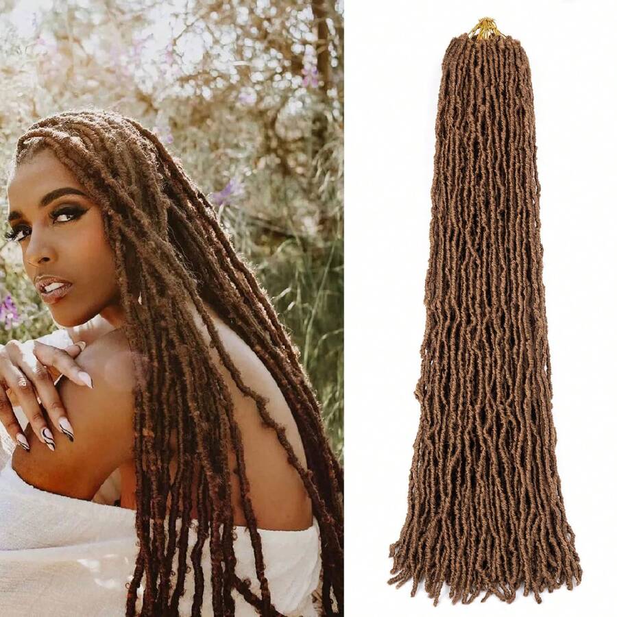 1 Paquete De Pelo De Trenzas Crocet Con Apariencia De Locs Marrón, 24 ...