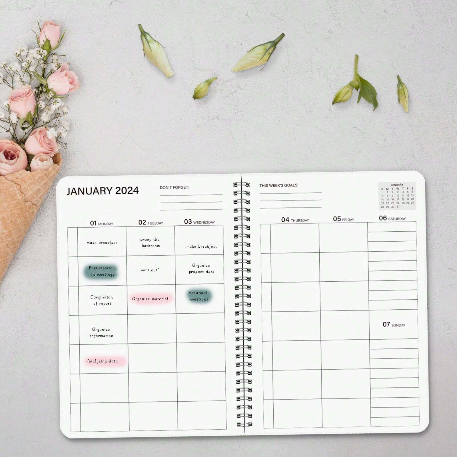 At A Glance Weekly Planner 2024 Weekly Planner Spiral Bound To Do List ...