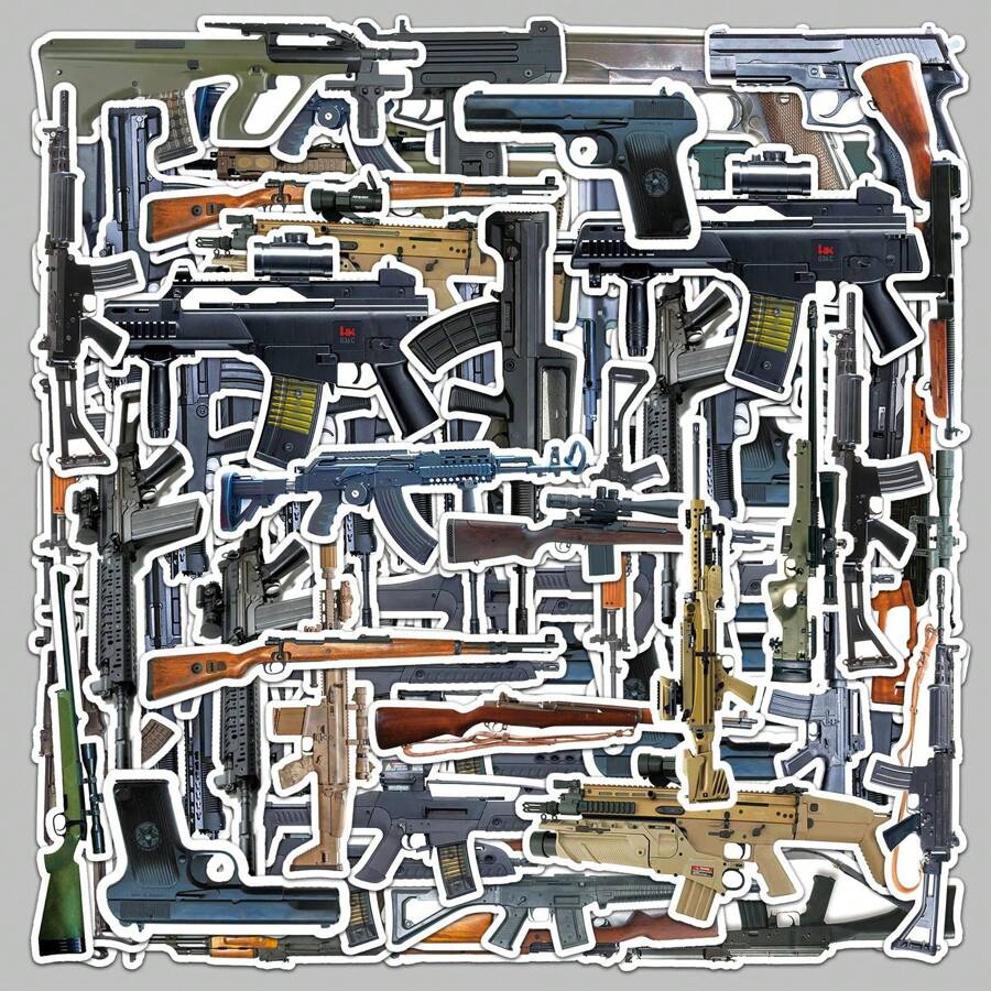 50pcs/Pack Firearms Pistols Guns Stickers For Laptop Refrigerator ...