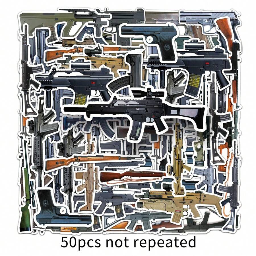 50pcs/Pack Firearms Pistols Guns Stickers For Laptop Refrigerator ...