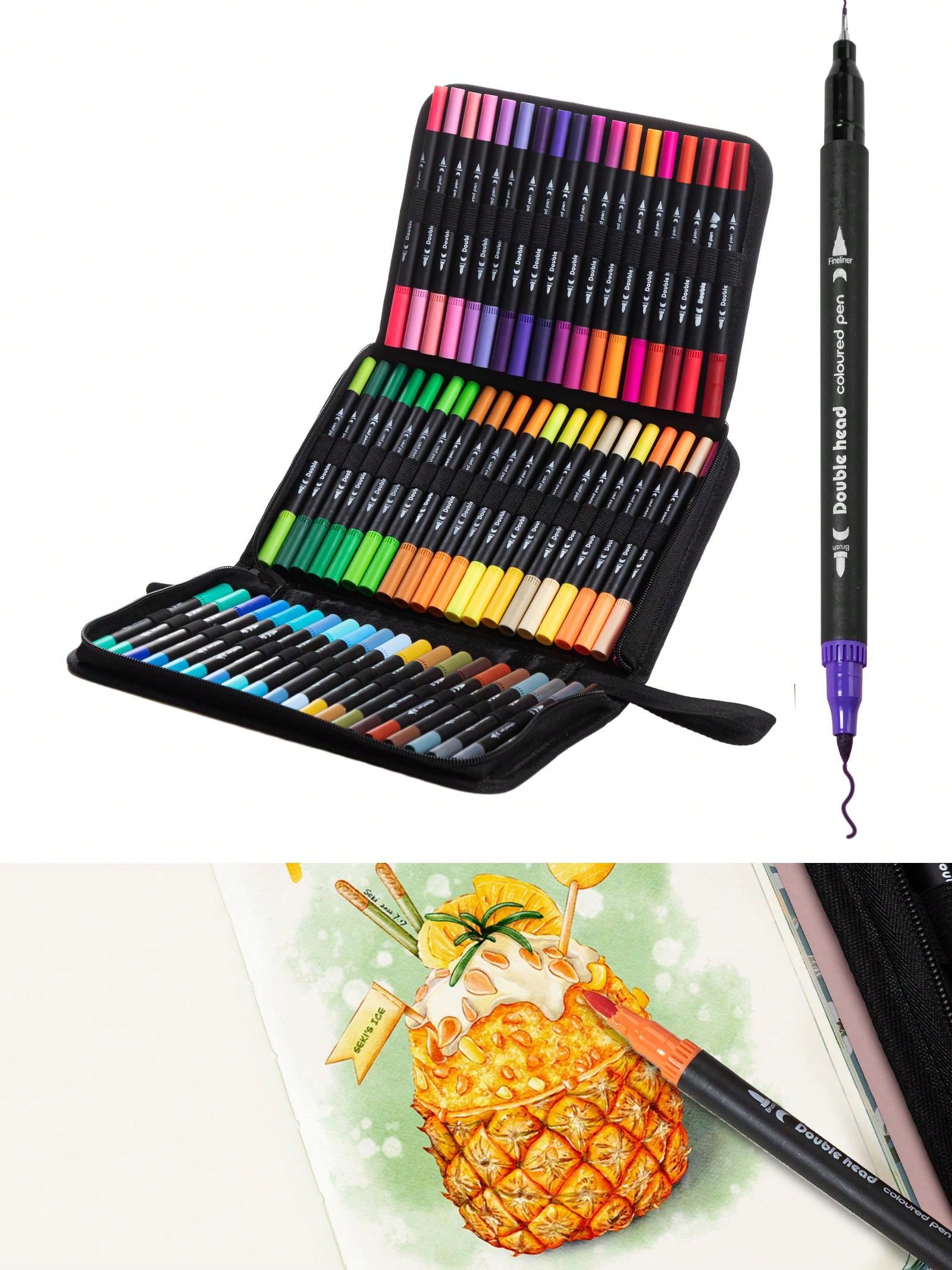 60 Stylo Marqueur D'art Permanent À Double Brosse De Mélange De Couleur ...