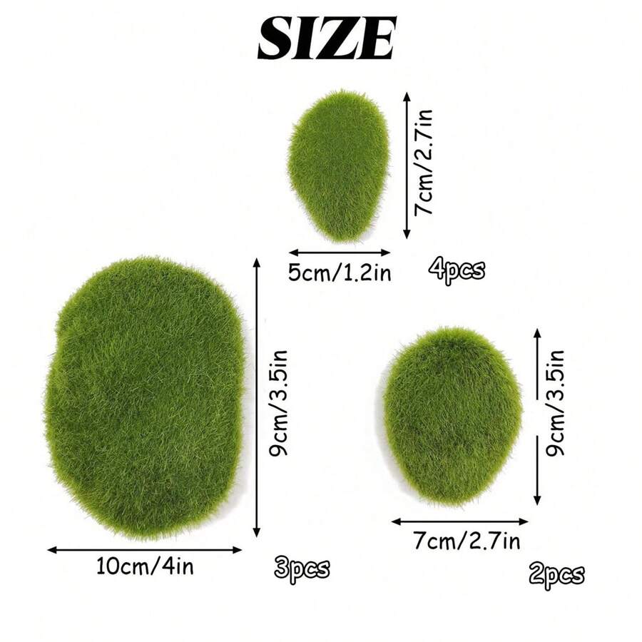 9 PCS 3 Size Artificial Moss Rocks Decorative, Green Moss Balls,Moss ...