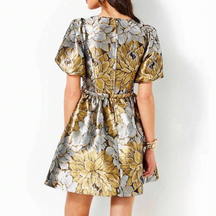 Lilly Pulitzer LILLY PULITZER Priyanka Short Sleeve Floral Jacquard ...