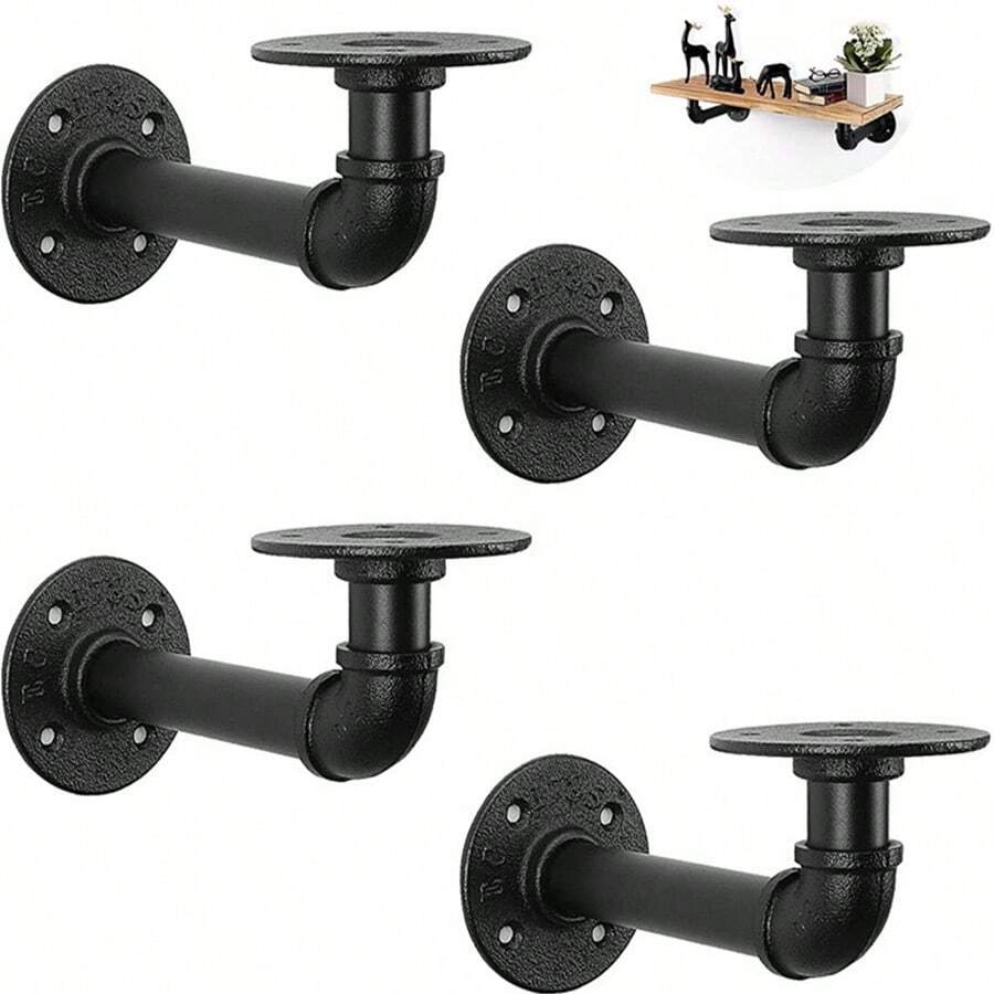 Retro Wall Mounted Water Pipe Storage Rack, Decorative Iron Pipe ...
