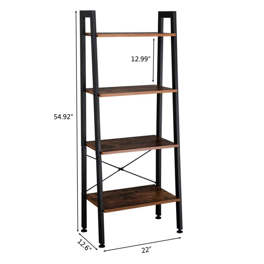 4 Tiers Industrial Ladder Shelf, Industrial Shelf Ladder Bookshelf ...