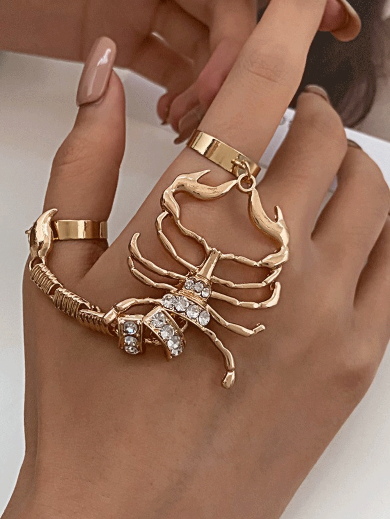 1pc Scorpion Rhinestone Decorated Punk Hip-Hop Style Alloy Elastic Men ...