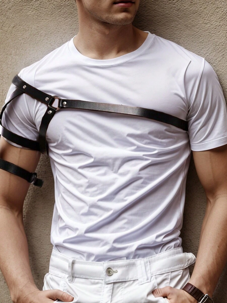 European And American Muscle Men Leathe Chest Garters Harness Strap ...