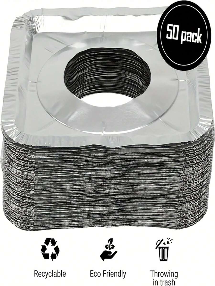 50pcs Disposable Gas Stove Burner Liner, Square Shape Range Cover Liner ...