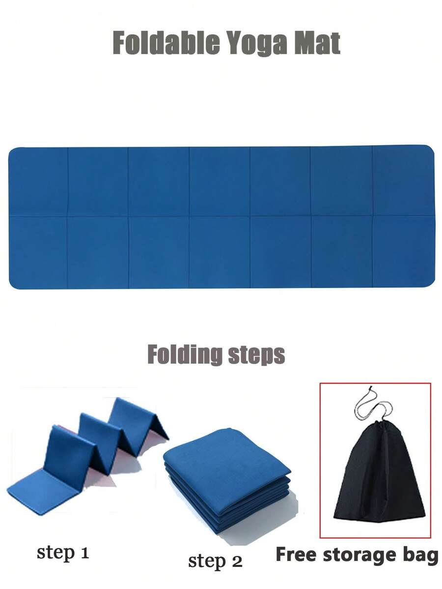 1pc 4mm Tpe Folding Portable Yoga Mat, Dual Sided Non-Slip Fitness Mat,Household Children's ...