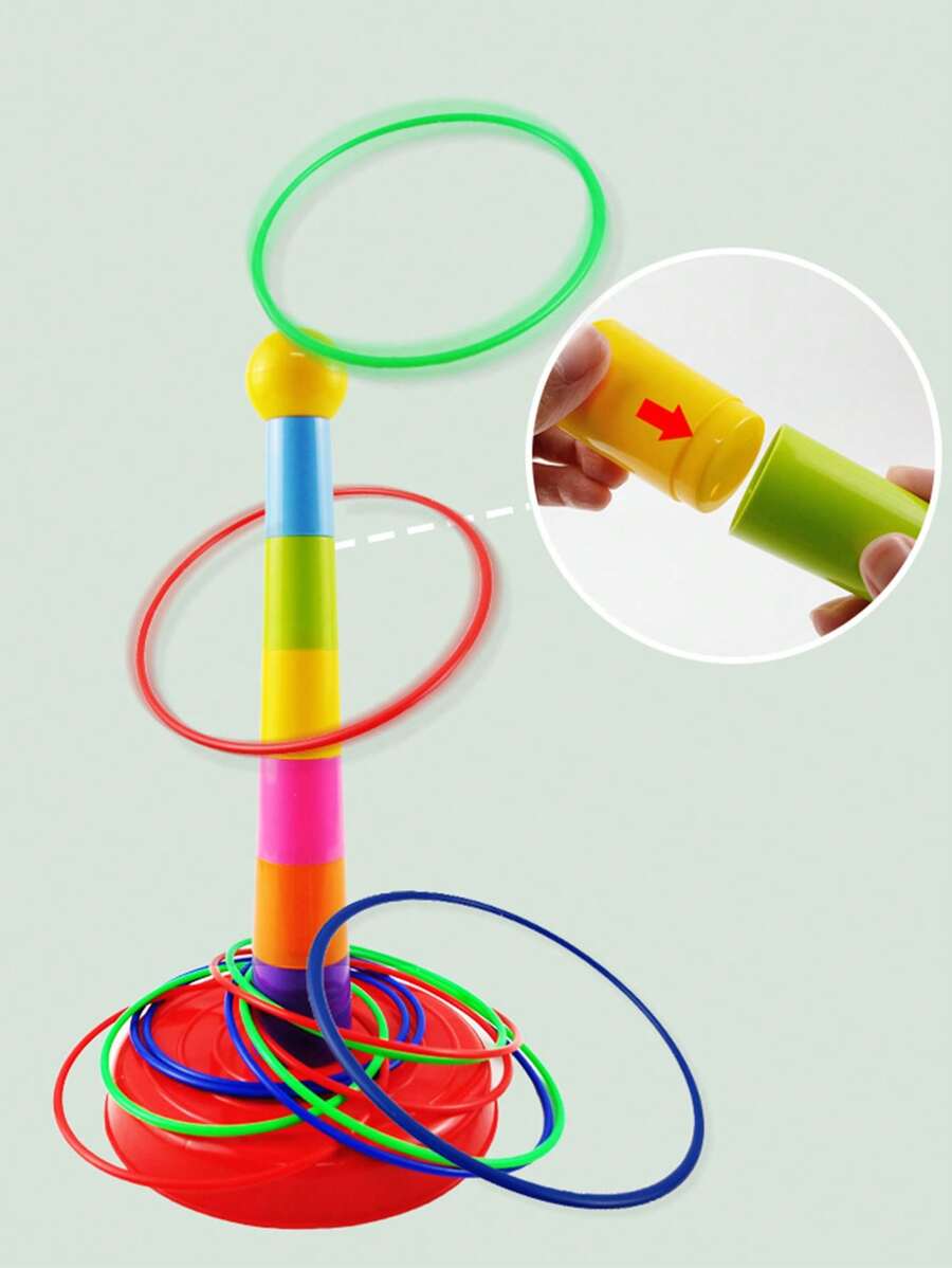 1pc 18 Rings Throw Hoop Interaction Toys Fun Game Circle Hoop Tower ...
