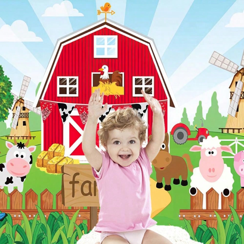 1pc Vinyl Farm Animals Theme Party Decorations, Farm Animals Barn Door ...