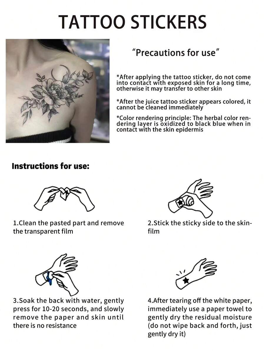 1pc Washable Temporary Tattoo Sticker With Heart, Dark Wings, Seductive ...