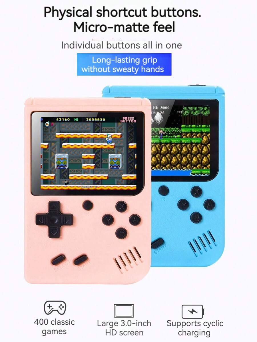 1pc Handheld Game Console, Retro Style, With 400 Classic Games ...