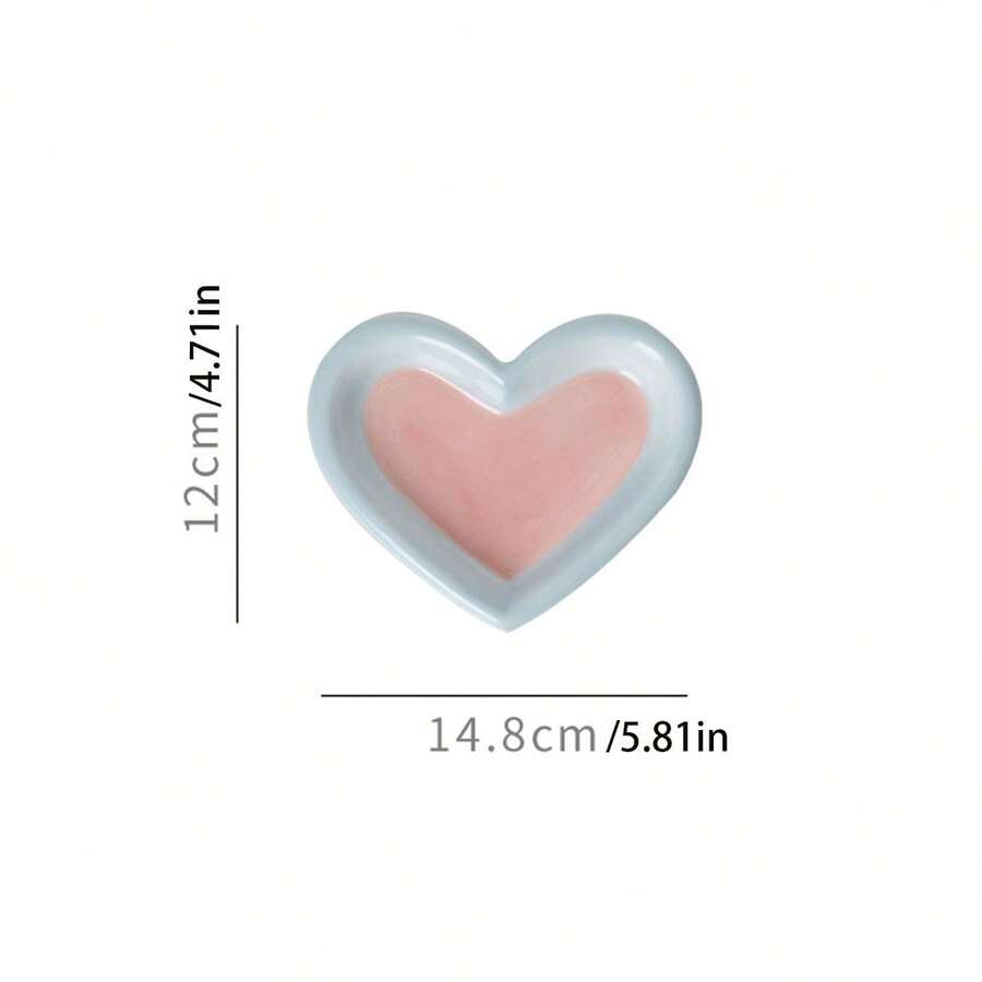 1pc Hand-Painted Ceramic Bowl & Plate Set With Heart-Shaped Design For ...
