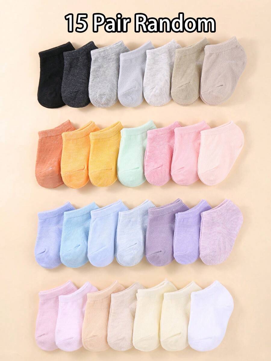 15 Pairs/Set Of Random Color Baby Socks And Toddler Neutral Boat Socks ...