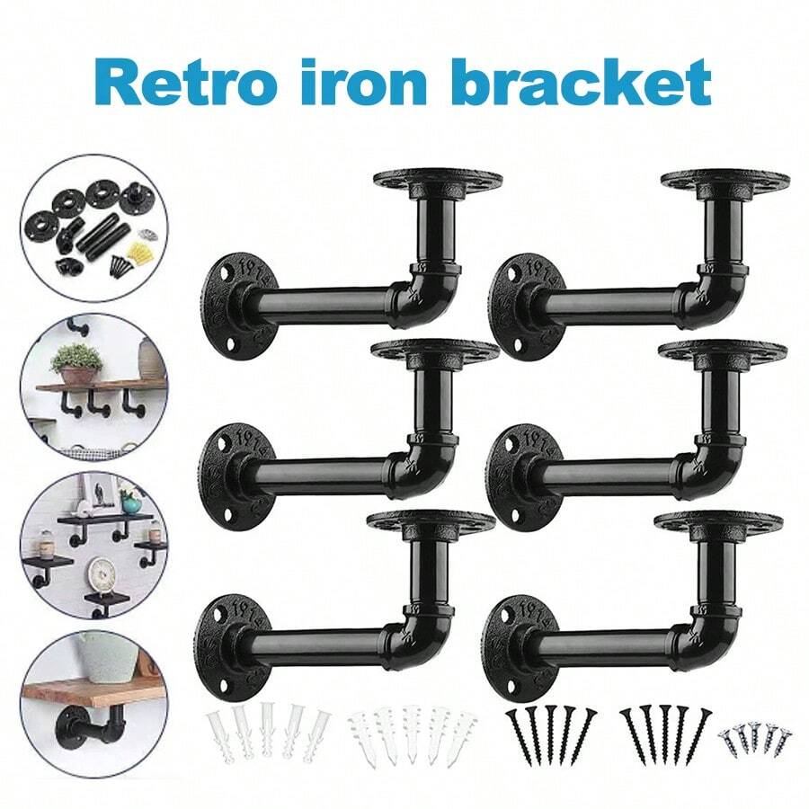 Retro Wall Mounted Water Pipe Storage Rack, Decorative Iron Pipe ...