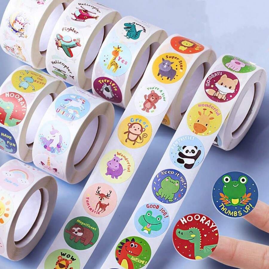 1 Roll Of 500pcs Themed Adhesive Reward Stickers, Praise Stickers For ...