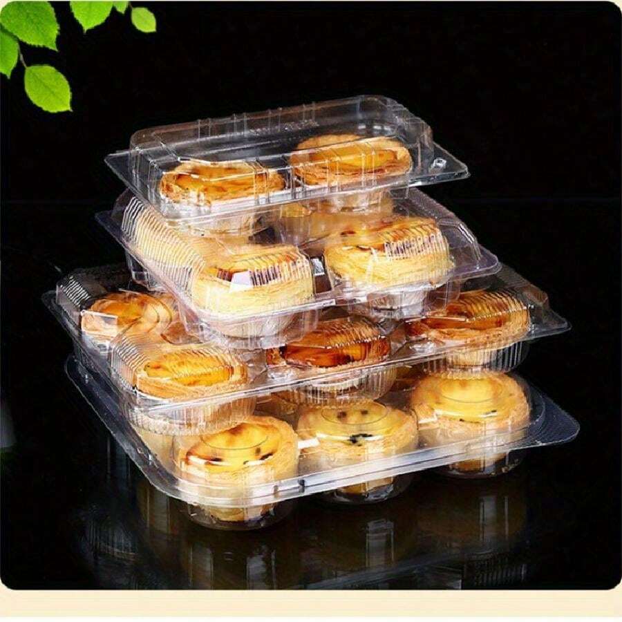 100pcs Disposable Rectangular Plastic Pastry Box For Cream Puffs, Mille ...