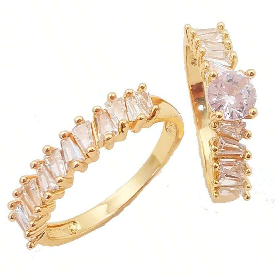 2 Pieces Custom Saudi Fashion Wedding Rings Gold 18k Couple Real ...