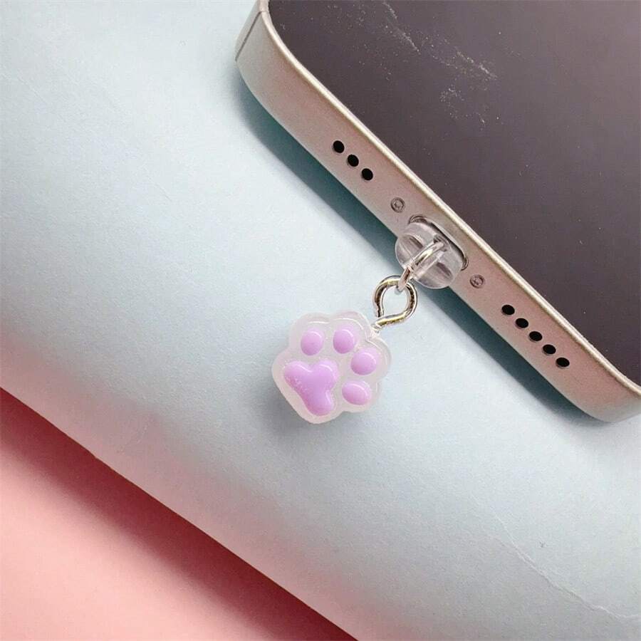 Cute Cat & Dog Paw Shaped Phone Charms, Kawaii Dust Plugs For ...