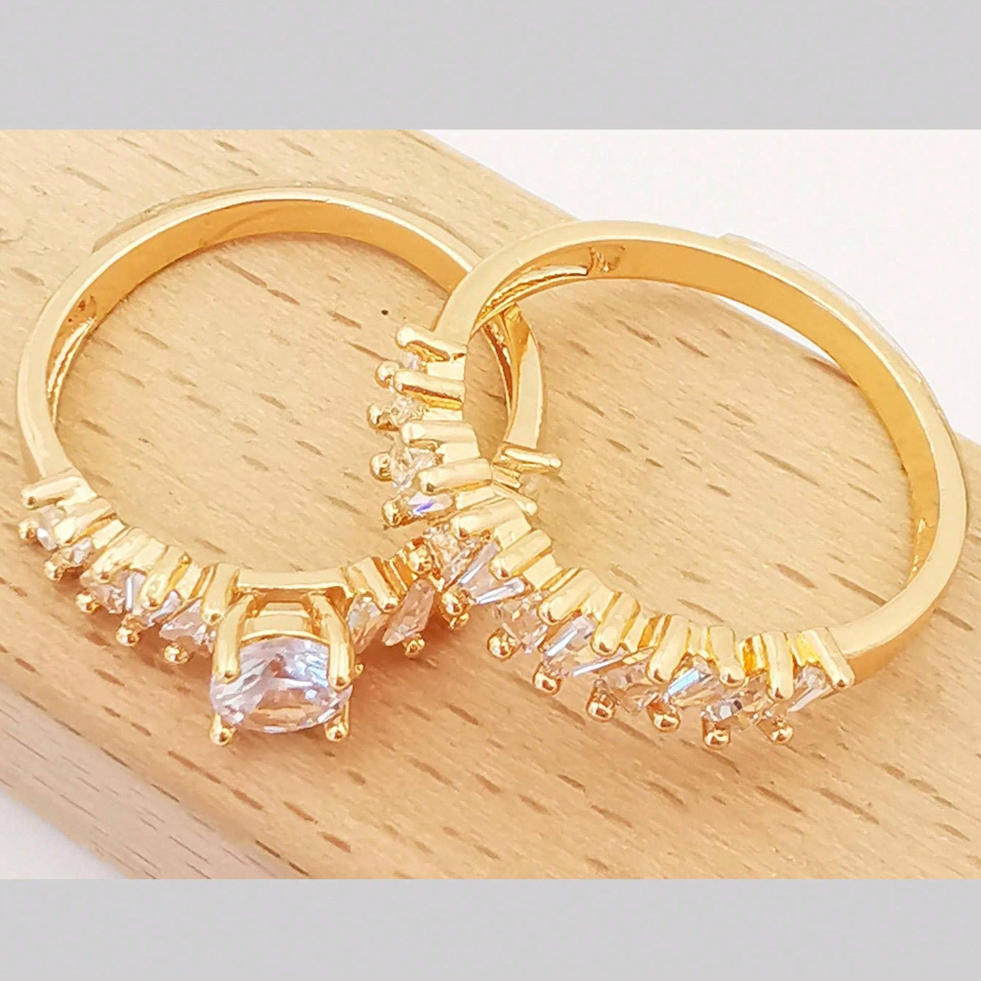 2 Pieces Custom Saudi Fashion Wedding Rings Gold 18k Couple Real ...