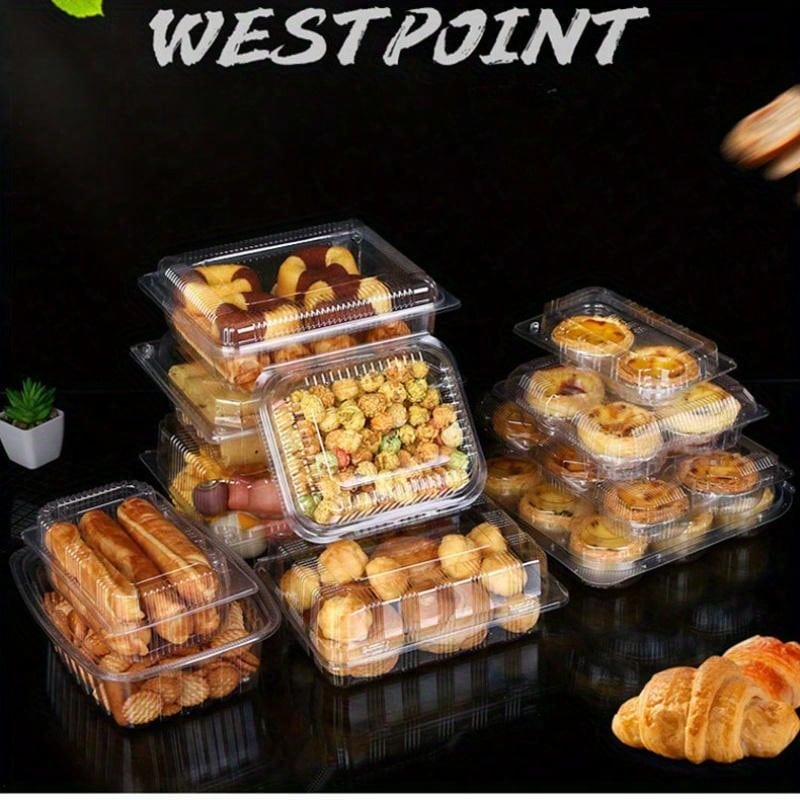 100pcs Disposable Rectangular Plastic Pastry Box For Cream Puffs, Mille ...