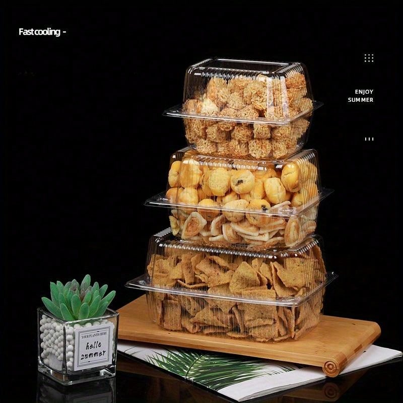 100pcs Disposable Rectangular Plastic Pastry Box For Cream Puffs, Mille ...