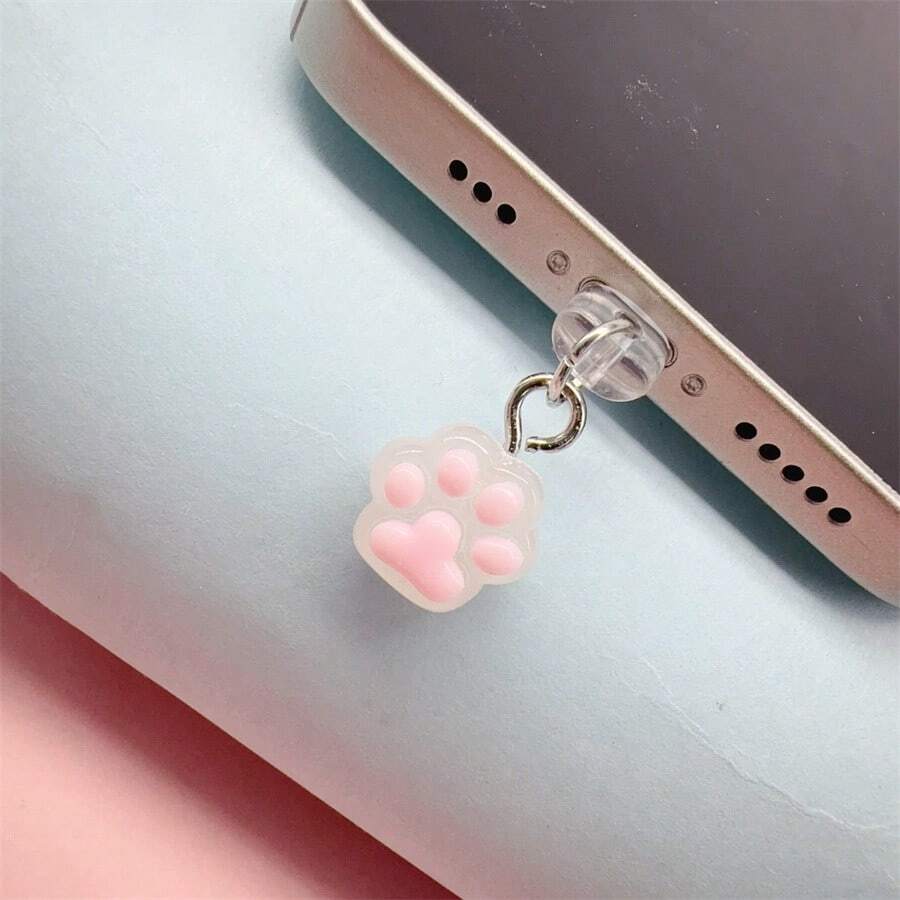 Cute Cat Paw Phone Charm, Kawaii Dog Paw Dust Plug, Rubber Jack Dust ...