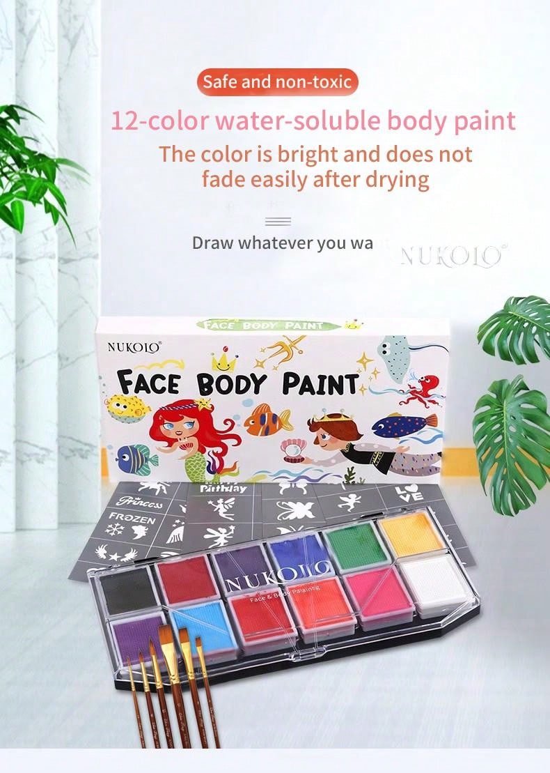 10 Grids 12 Colors Large Capacity Body Paint Water-Based Face Painting ...