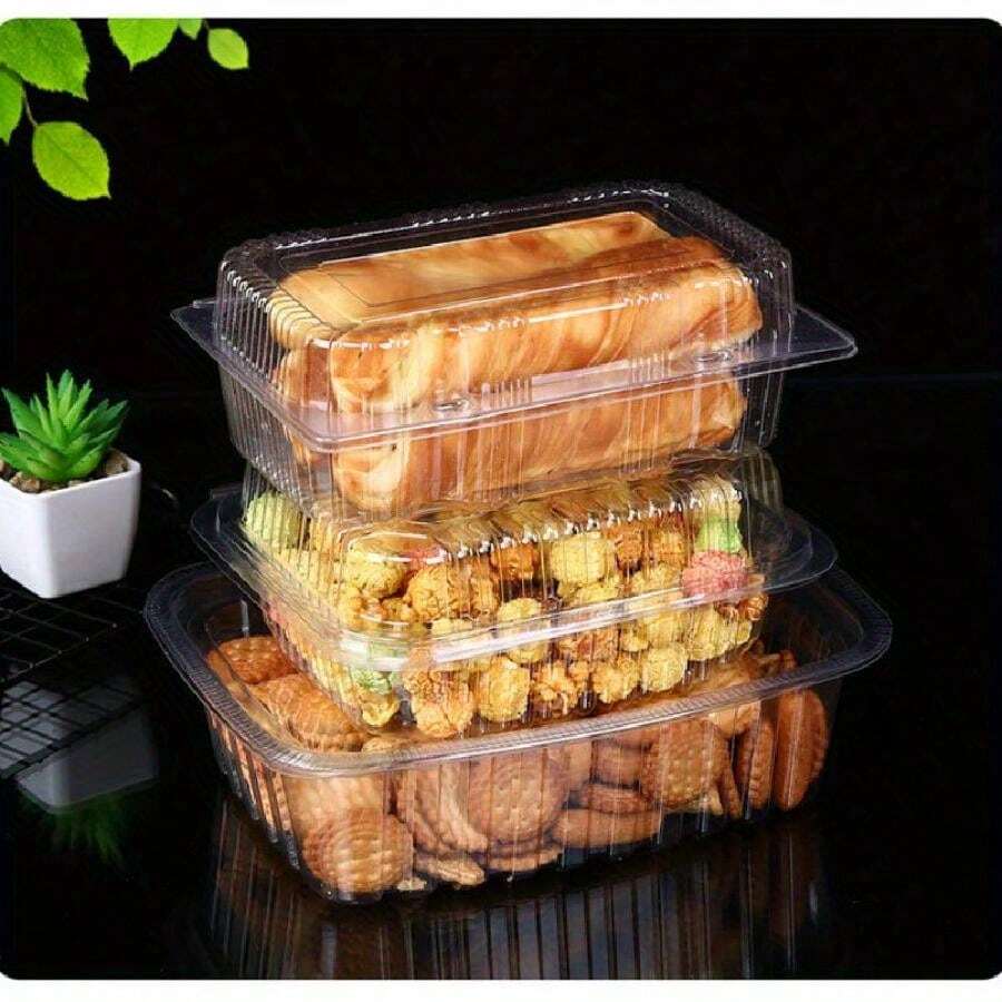 100pcs Disposable Rectangular Plastic Pastry Box For Cream Puffs, Mille ...